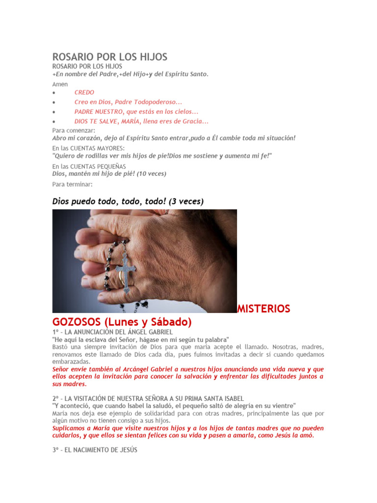 Rosario Por Los Hijos Pdf María Madre De Jesús Jesús