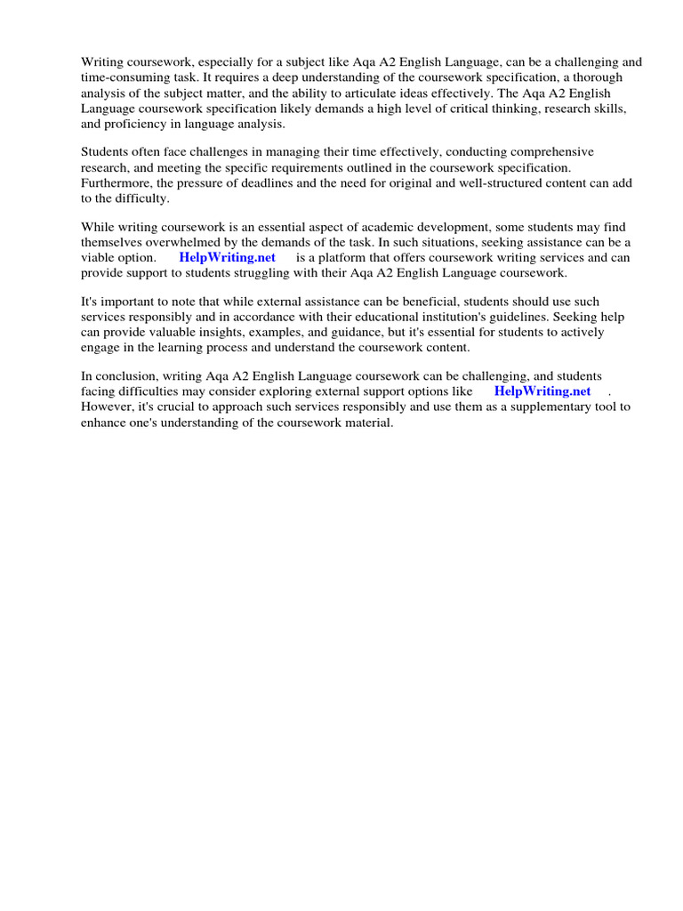 Aqa A2 English Language Coursework Specification | PDF | Linked In ...