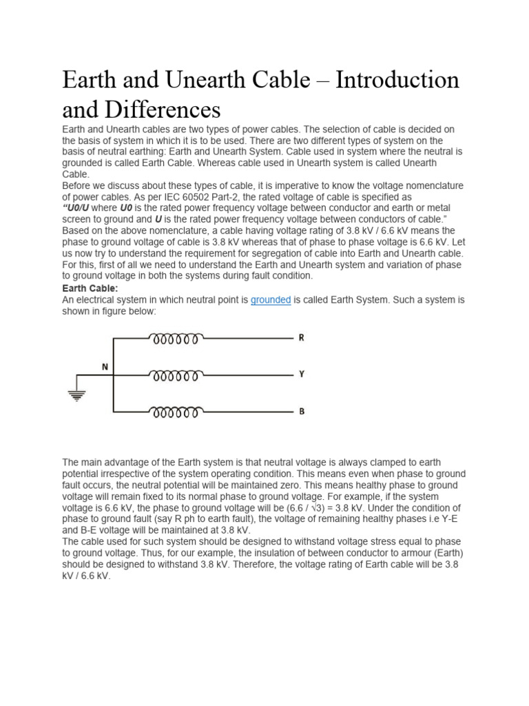 Earthed vs Unearthed Cable Explained | PDF | Insulator (Electricity ...