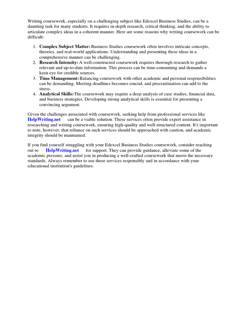 Edexcel Business Studies Coursework Examples | PDF | Advertising ...