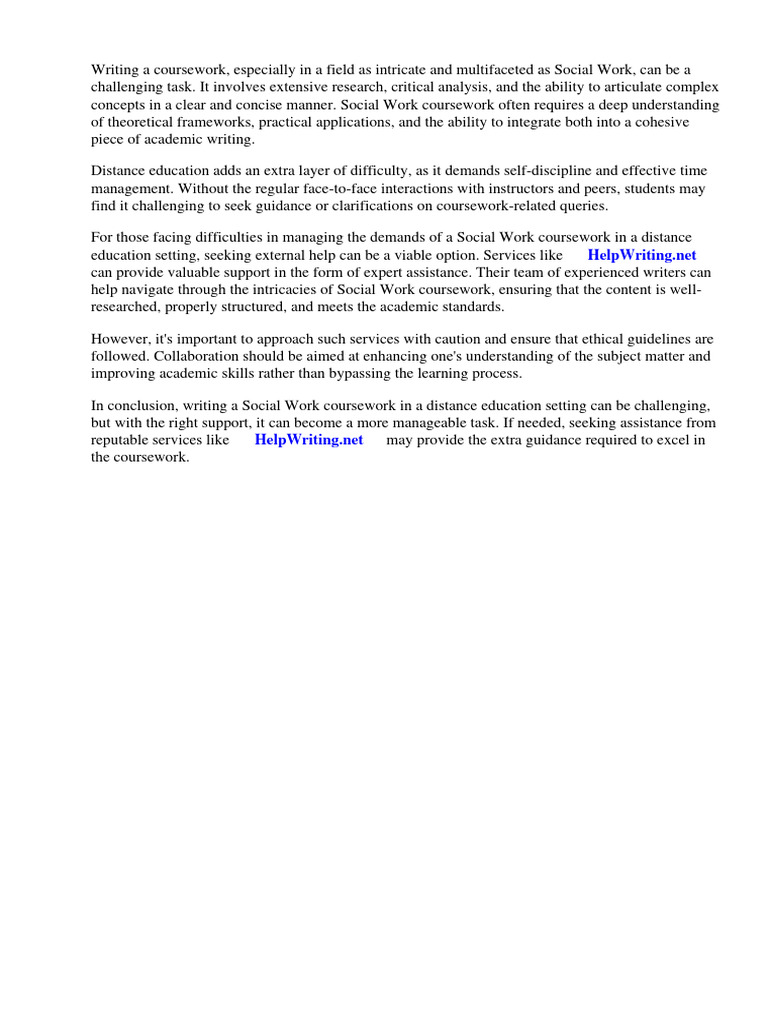 Social Work Course Distance Education | PDF | Distance Education ...