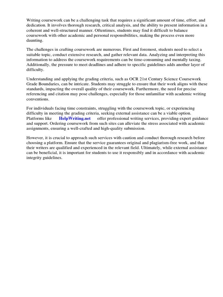 Ocr 21st Century Science Coursework Grade Boundaries | PDF | Career ...