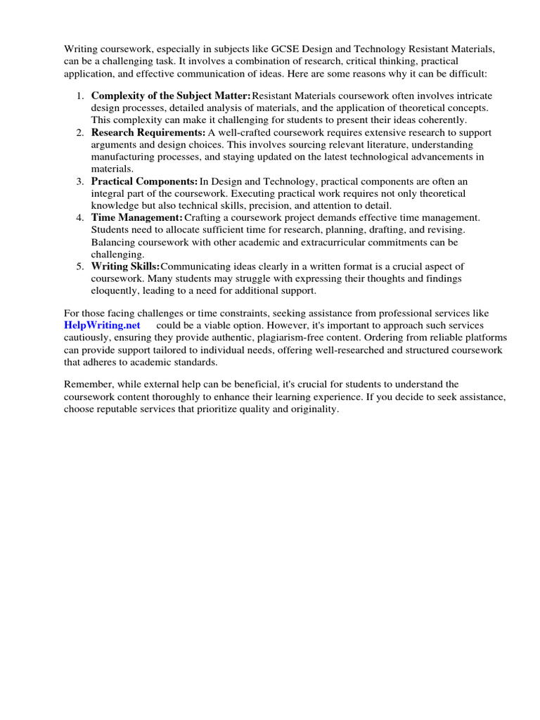 Gcse DT Resistant Materials Coursework Examples | PDF | Thought ...