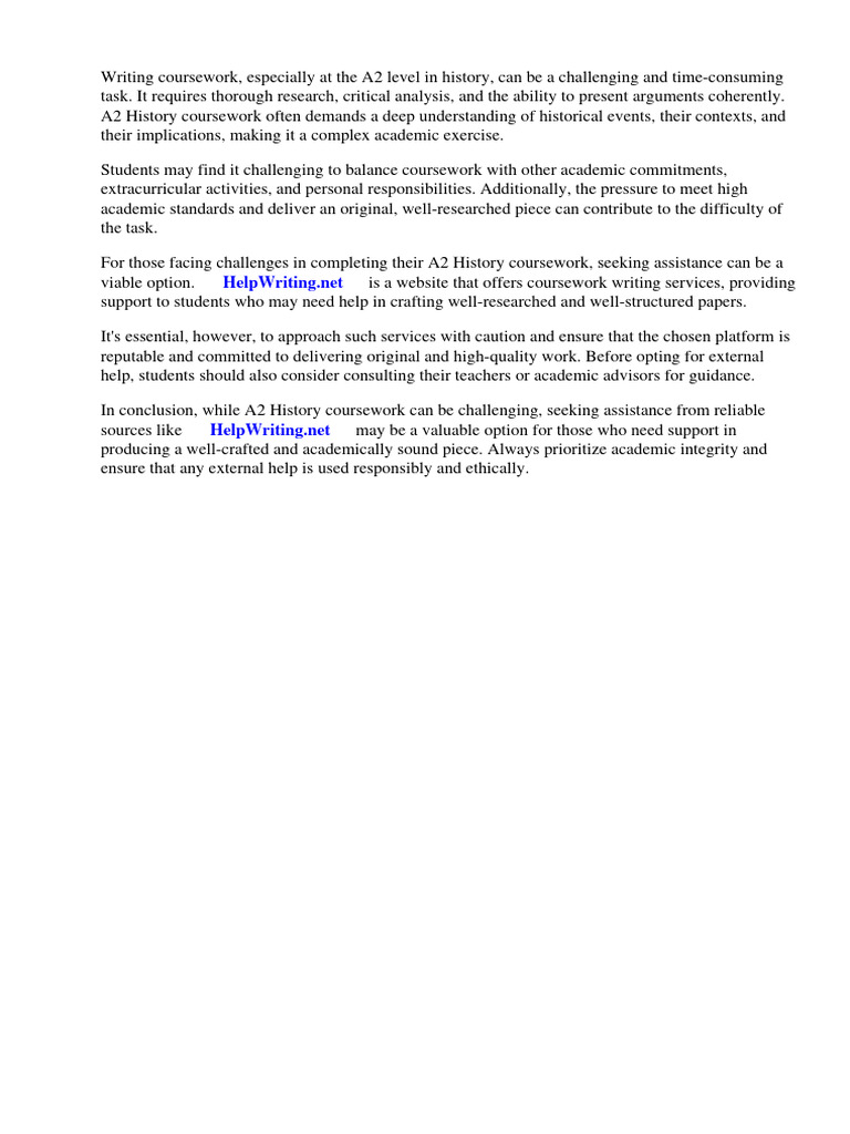 A2 History Coursework Help | Download Free PDF | Gce Advanced Level ...