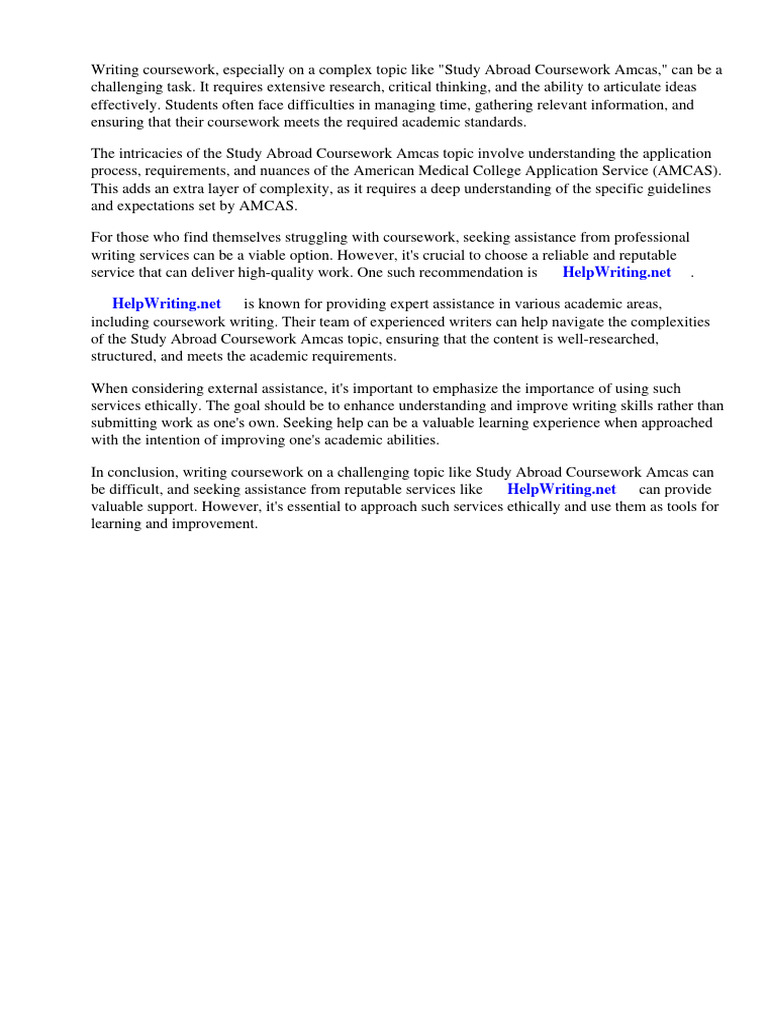 Study Abroad Coursework Amcas | PDF | Medical School | Medical College ...