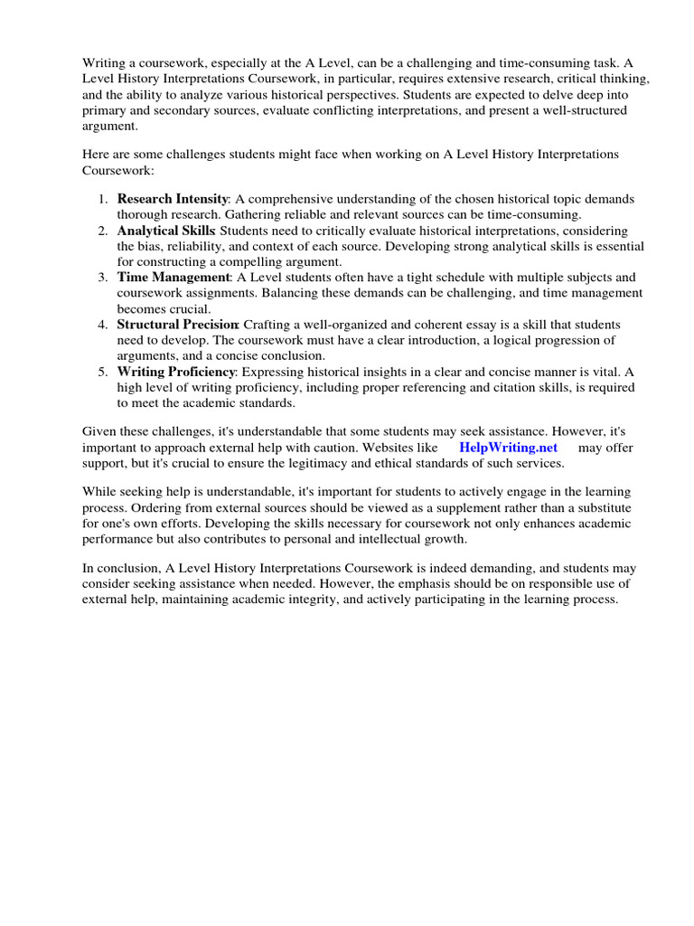 A Level History Interpretations Coursework | PDF | Critical Thinking ...
