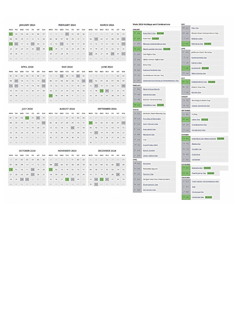 US Calender | PDF