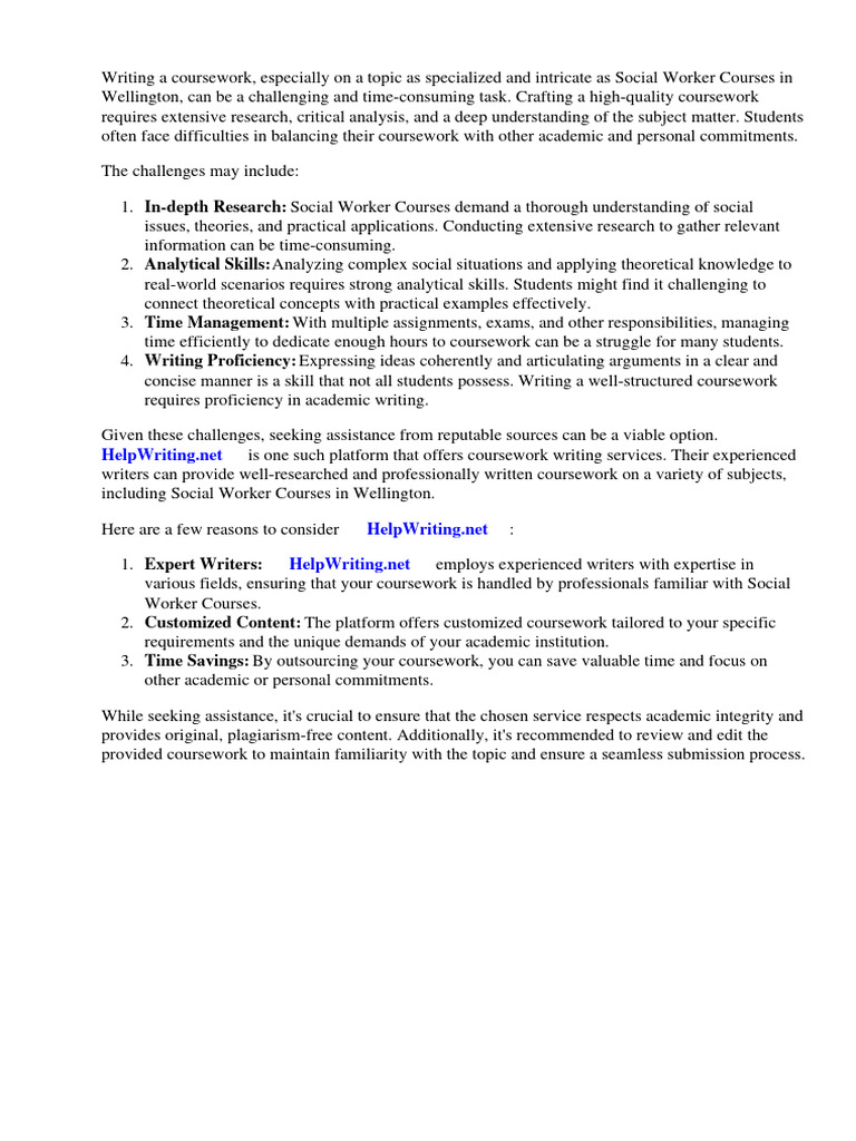 Social Worker Courses Wellington | PDF | Social Work | Expert