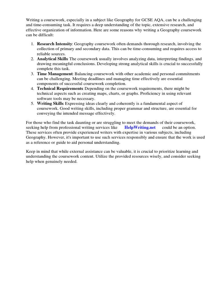 Geography Coursework Gcse Aqa | PDF | River | Geography