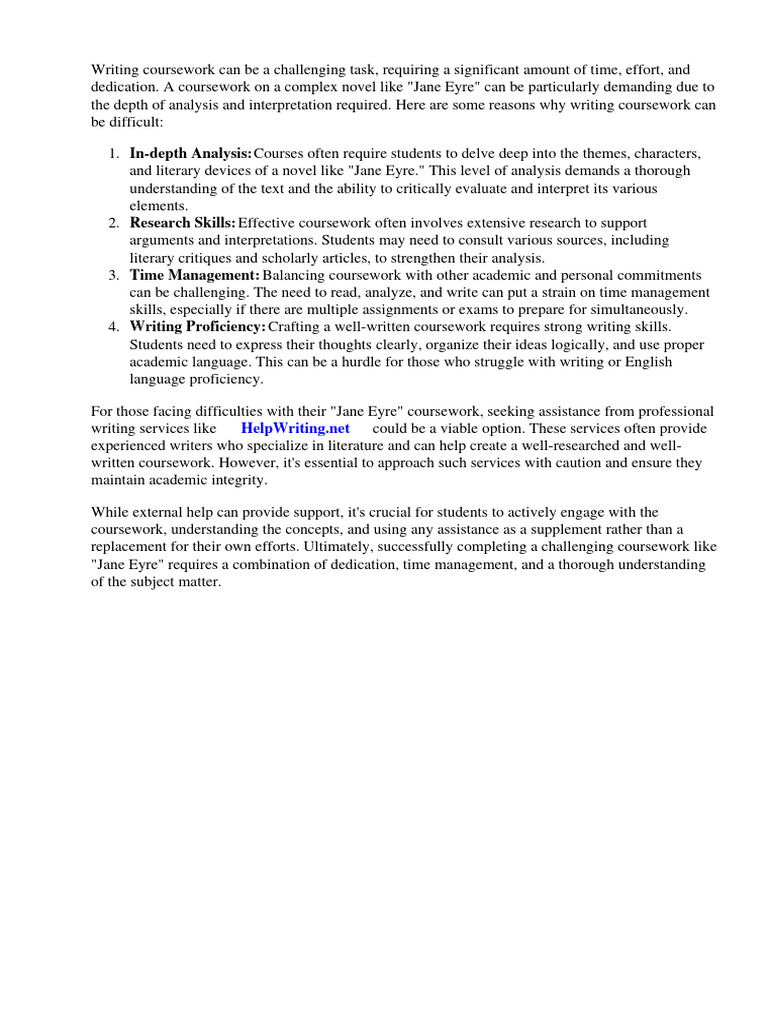 Jane Eyre Coursework Help | PDF | Jane Eyre