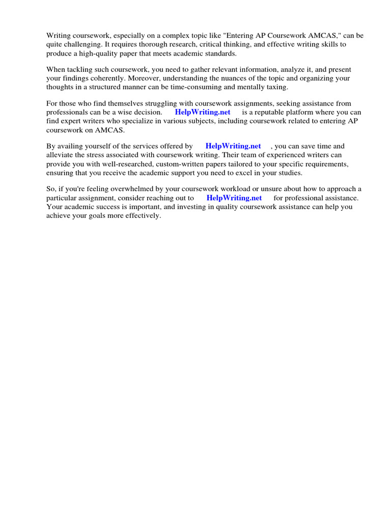 Entering AP Coursework Amcas | PDF | Medical School | University And ...