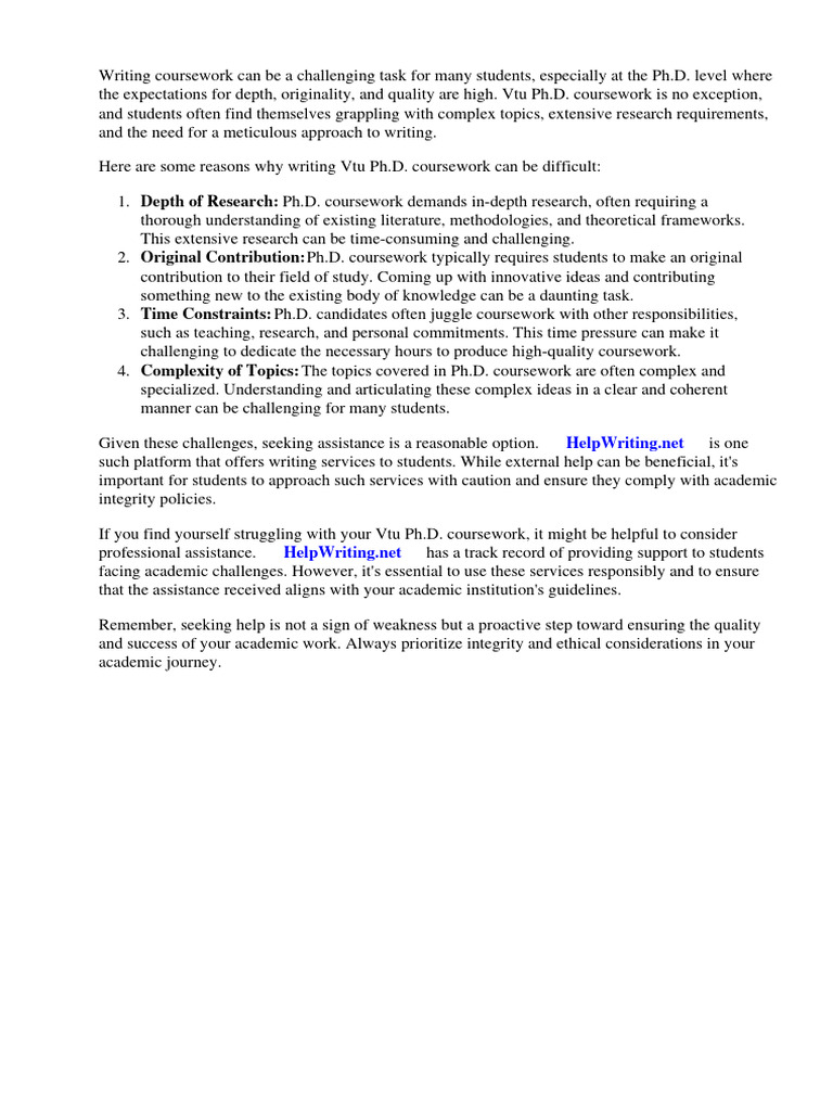 Vtu PHD Coursework Results | Download Free PDF | Doctor Of Philosophy