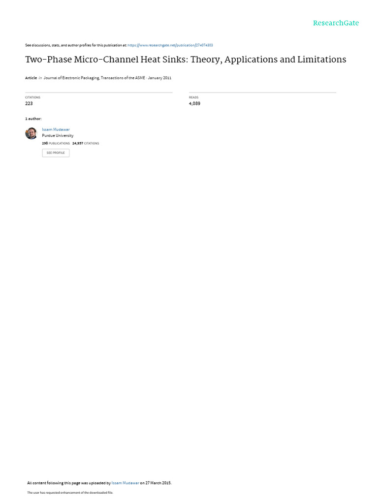 Two-Phase Micro-Channel Heat Sinks: Theory, Applications and ...
