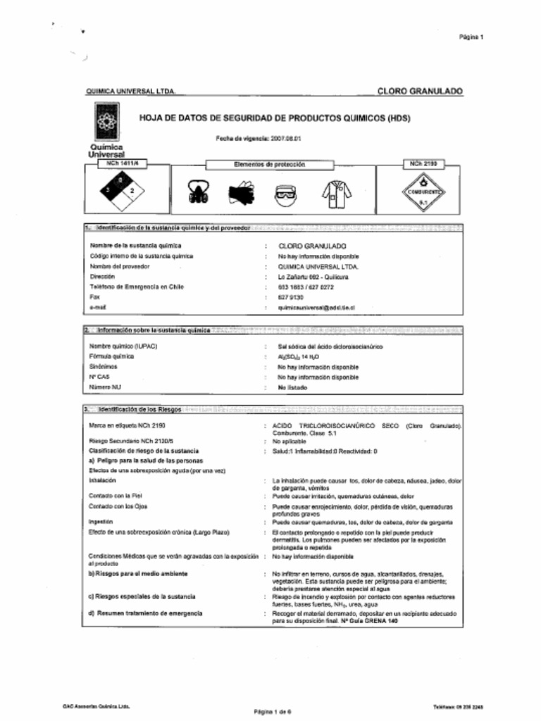 HDS - Cloro Granulado | PDF