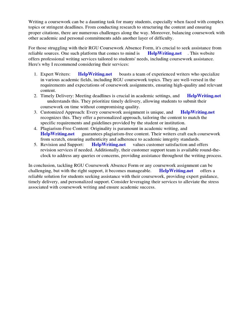 Rgu Coursework Absence Form | PDF | World Wide Web | Internet & Web