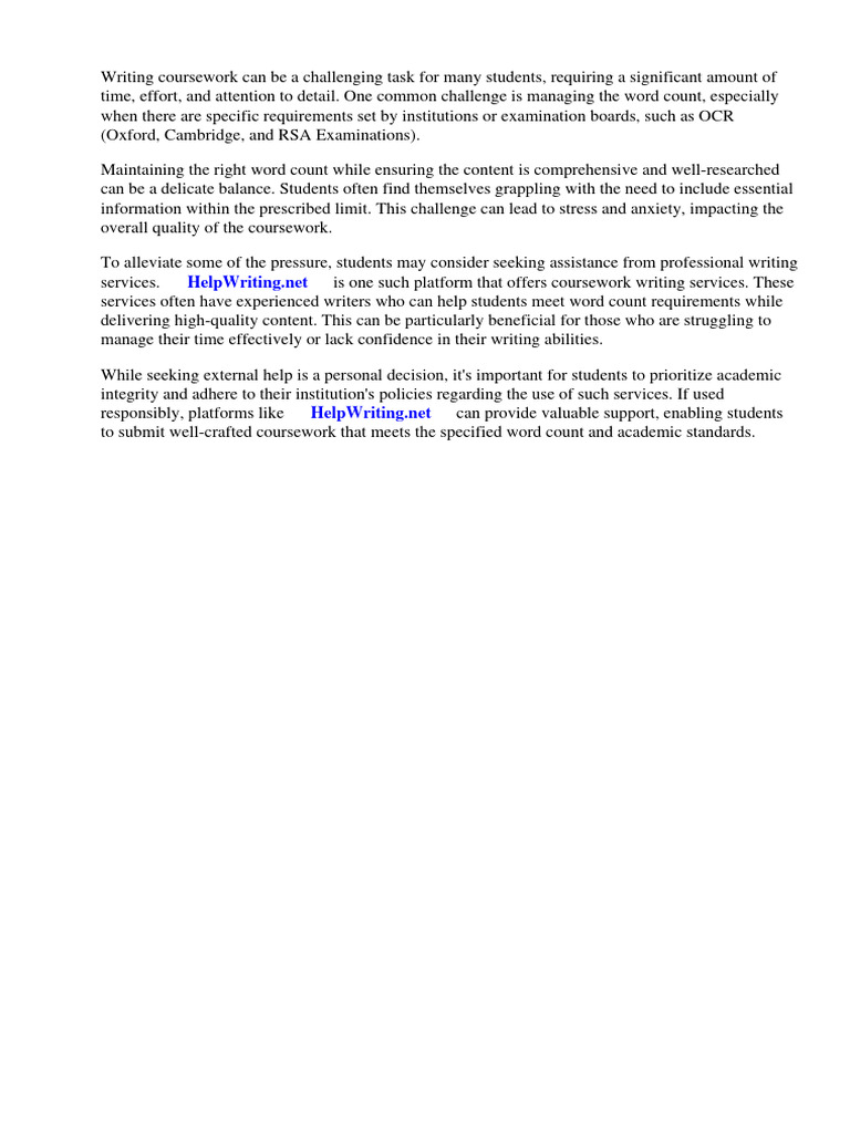 Ocr Coursework Word Count | PDF