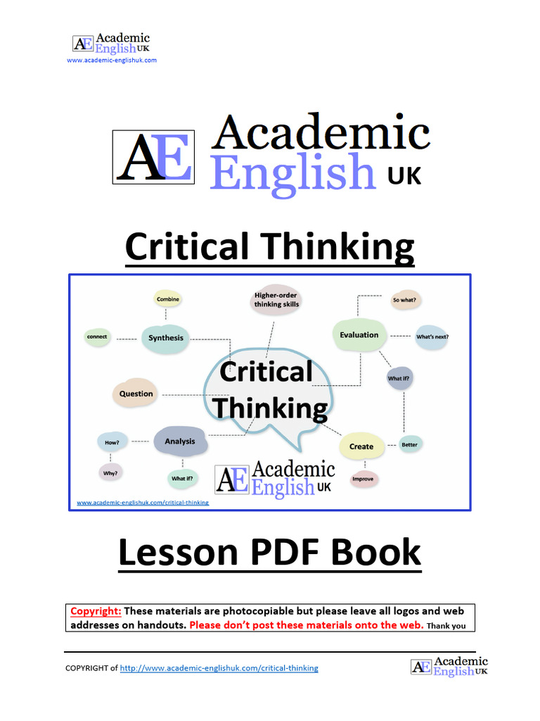 Critical Thinking Lesson Book EXAMPLE AEUK | PDF | Critical Thinking ...
