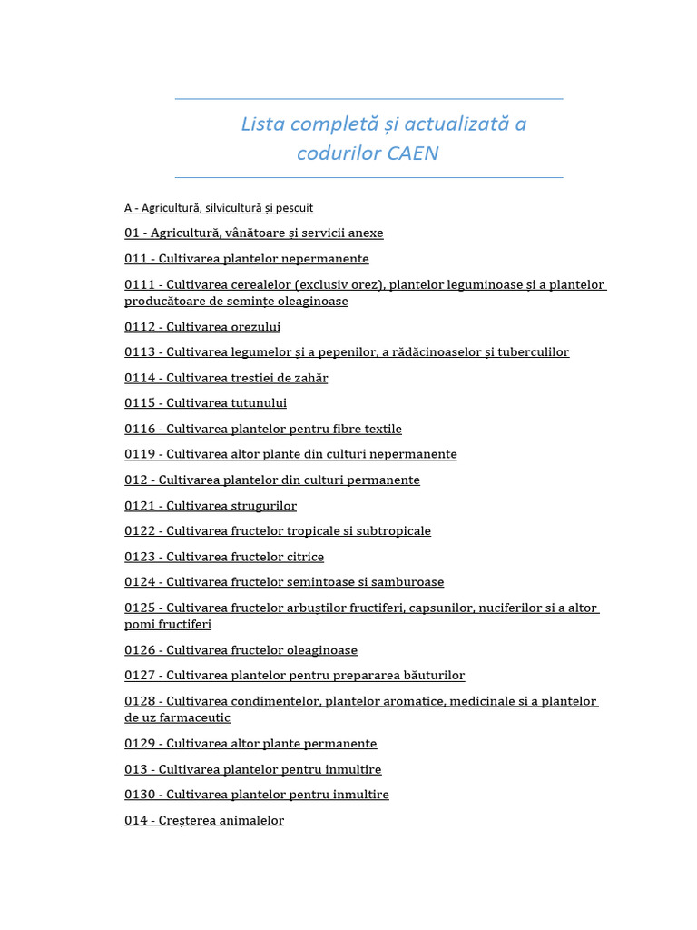 # Lista Coduri Caen | PDF