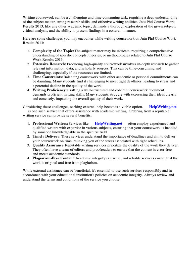 Jntu PHD Course Work Results 2013 | PDF