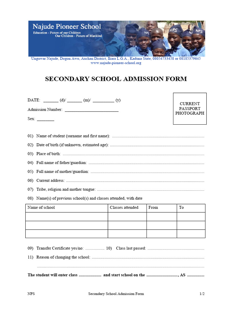SS Admission Form 2013 | PDF