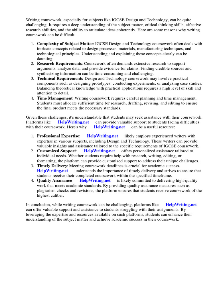 Igcse DT Coursework Guide | PDF | Expert | Critical Thinking