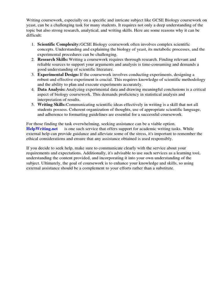 Gcse Biology Coursework Yeast | PDF | Molecular Cloning | Yeast