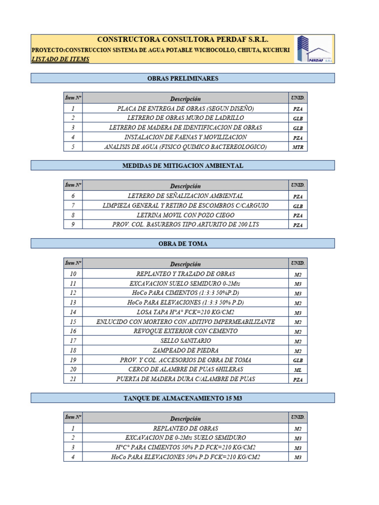 Proyecto Agua Potable Wichocollo-Chiuta | PDF | Tubería (transporte de ...
