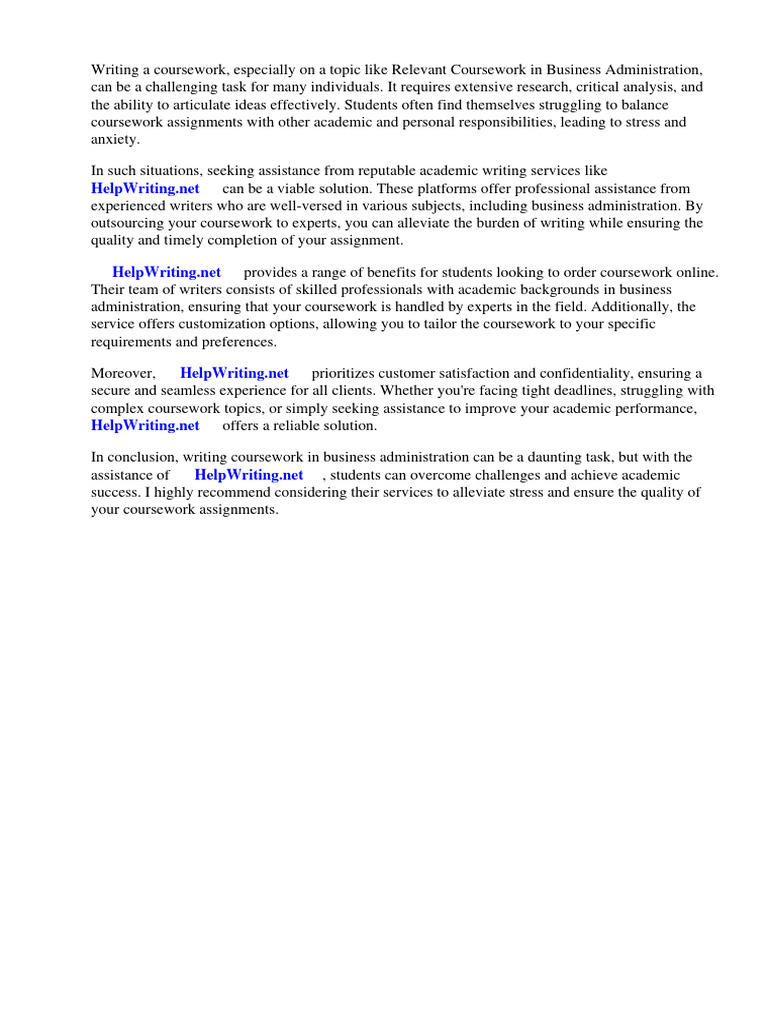 Relevant Coursework Business Administration | PDF | Leadership ...