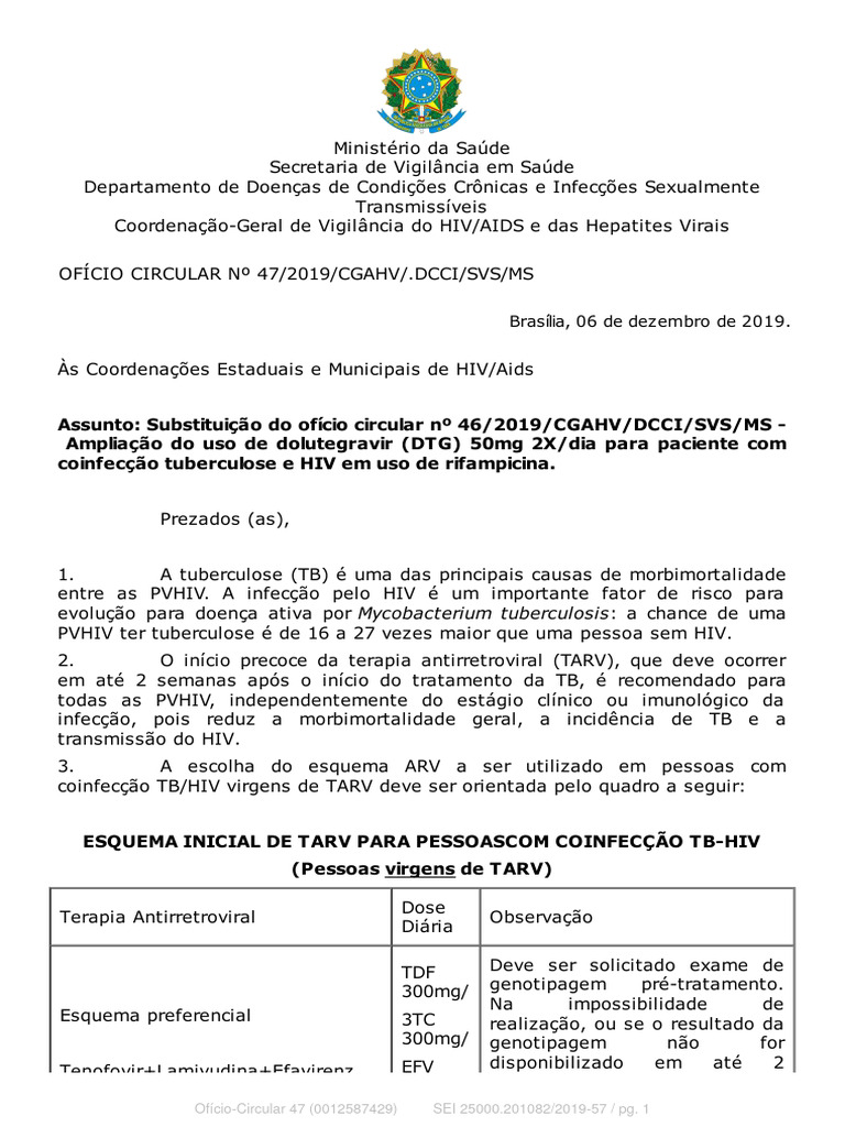 Oficio Circular No 47 | PDF | Gestão do HIV/Aids | HIV/AIDS