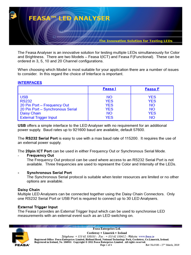 Feasa LED Analysers Part 1 | PDF | Usb | Computer Hardware