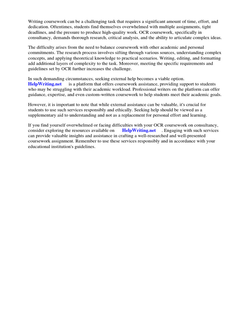 Ocr Coursework Consultancy | PDF