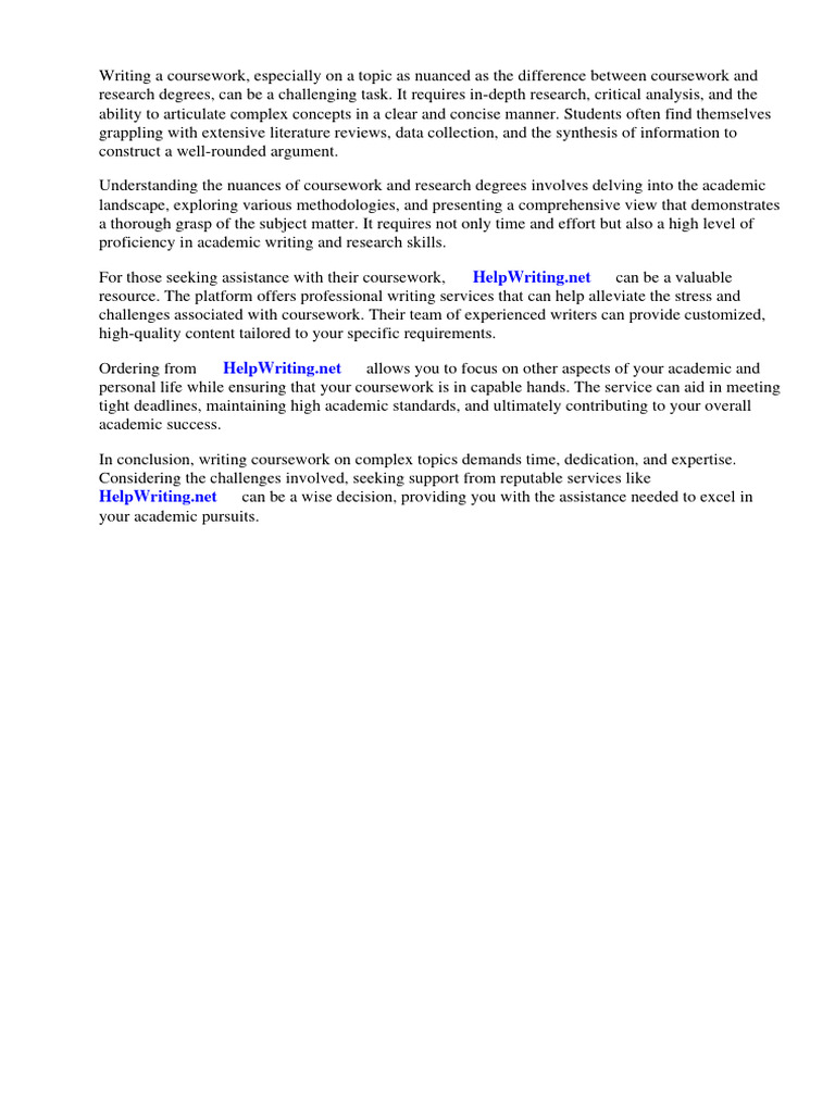 Difference Between Coursework and Research Degrees | PDF | Academic ...