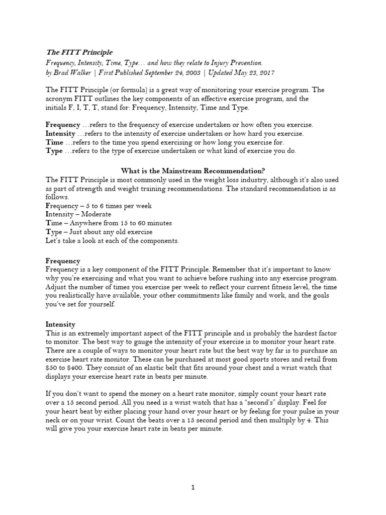 The FITT Principle | PDF | High Intensity Interval Training | Aerobic Exercise