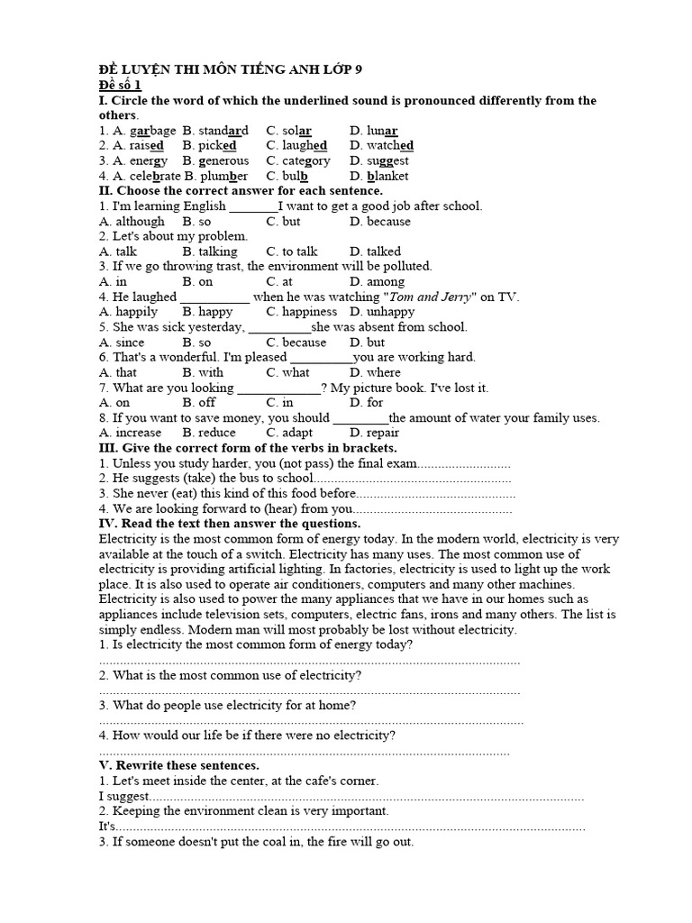 22 ĐỀ LuyỆn Thi MÔn TiẾng Anh Hkii L9va Thi L10 Download Free Pdf 6240
