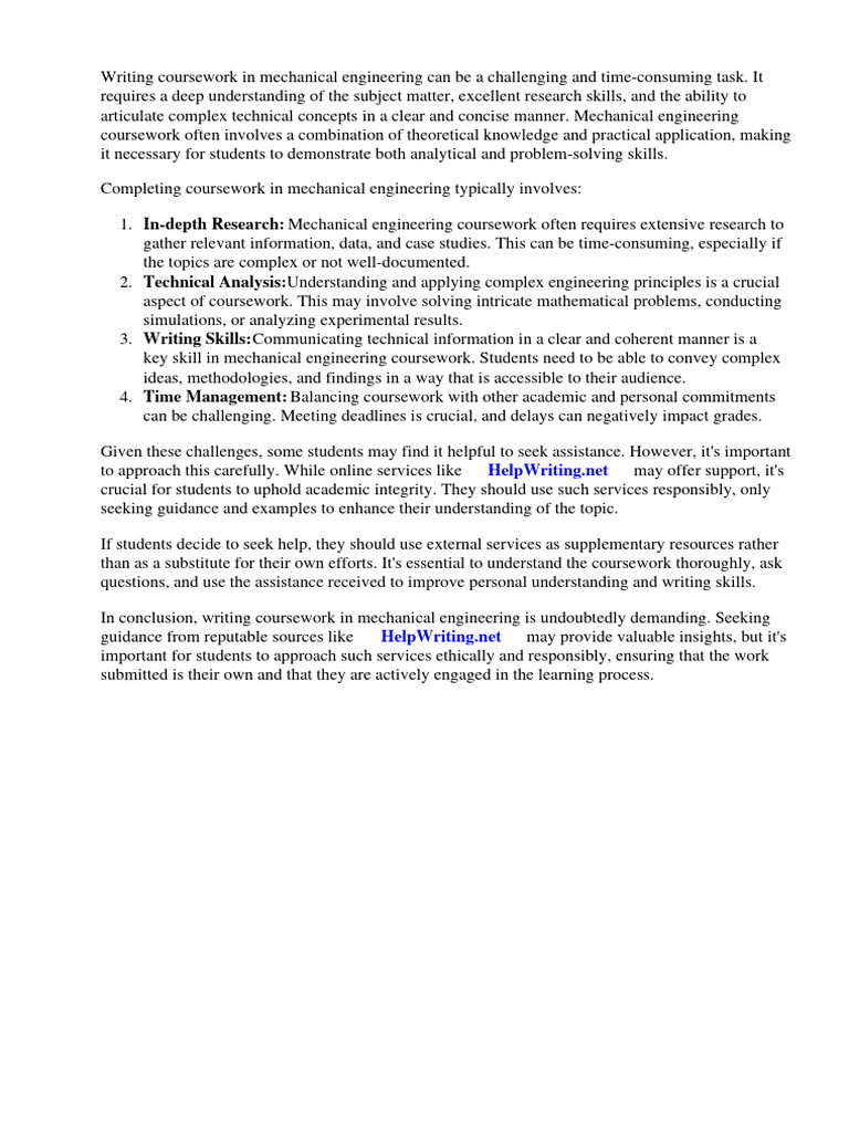 Completion of Coursework Mechanical Engineering | PDF