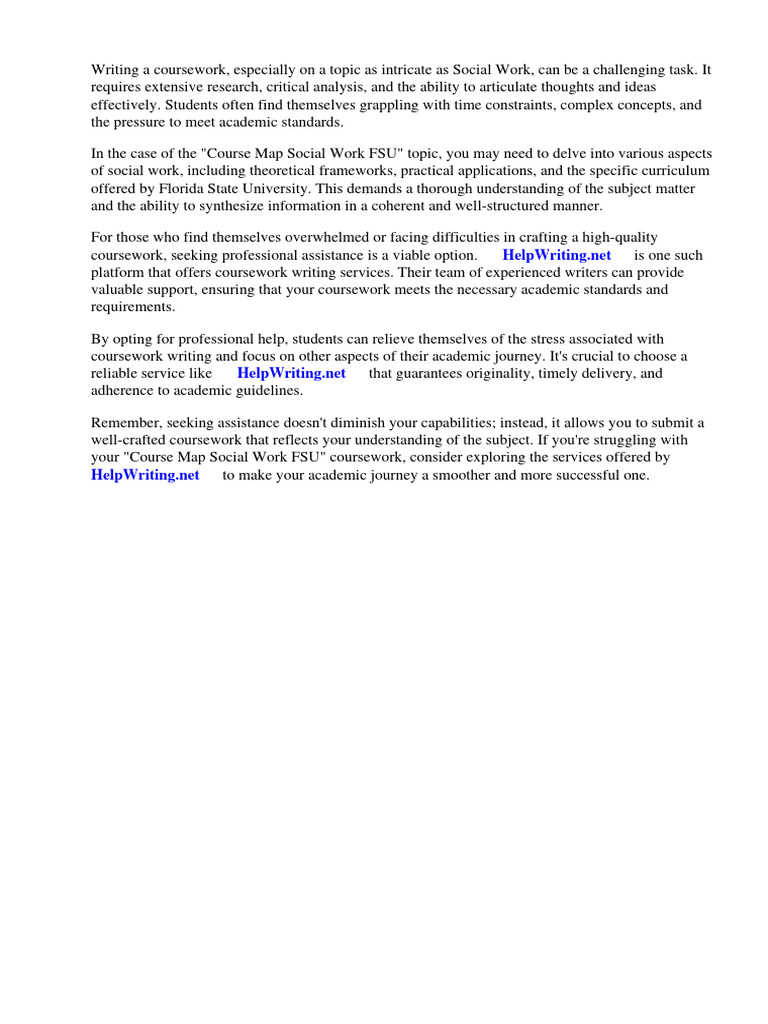 Course Map Social Work FSU Guide | PDF | Facebook | Privacy