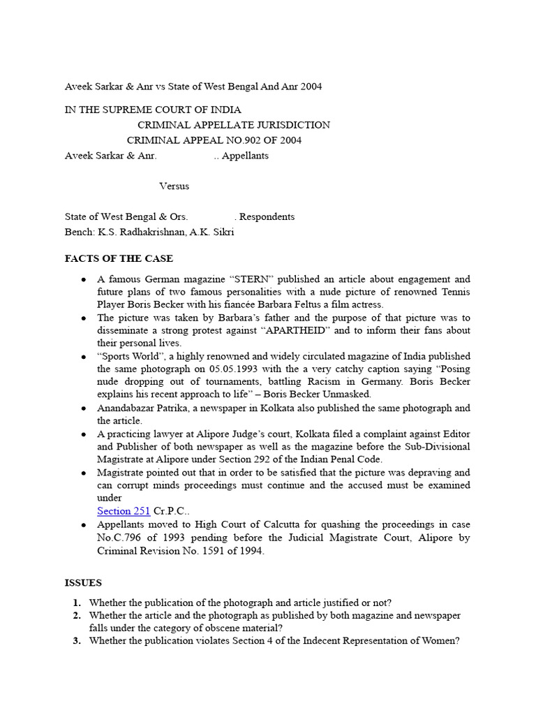 Aveek Sarkar | PDF | Obscenity | Magistrate