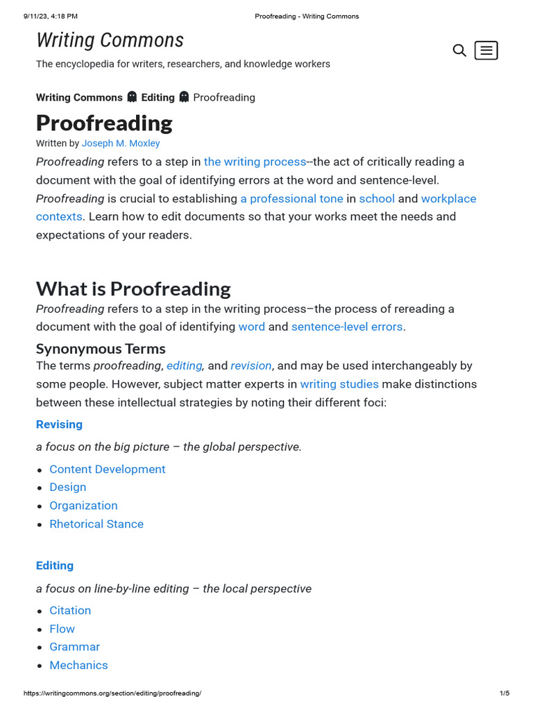 Proofreading - Writing Commons | PDF