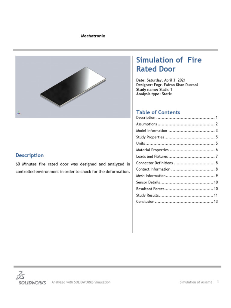 Fire Rated Door Simulation | PDF