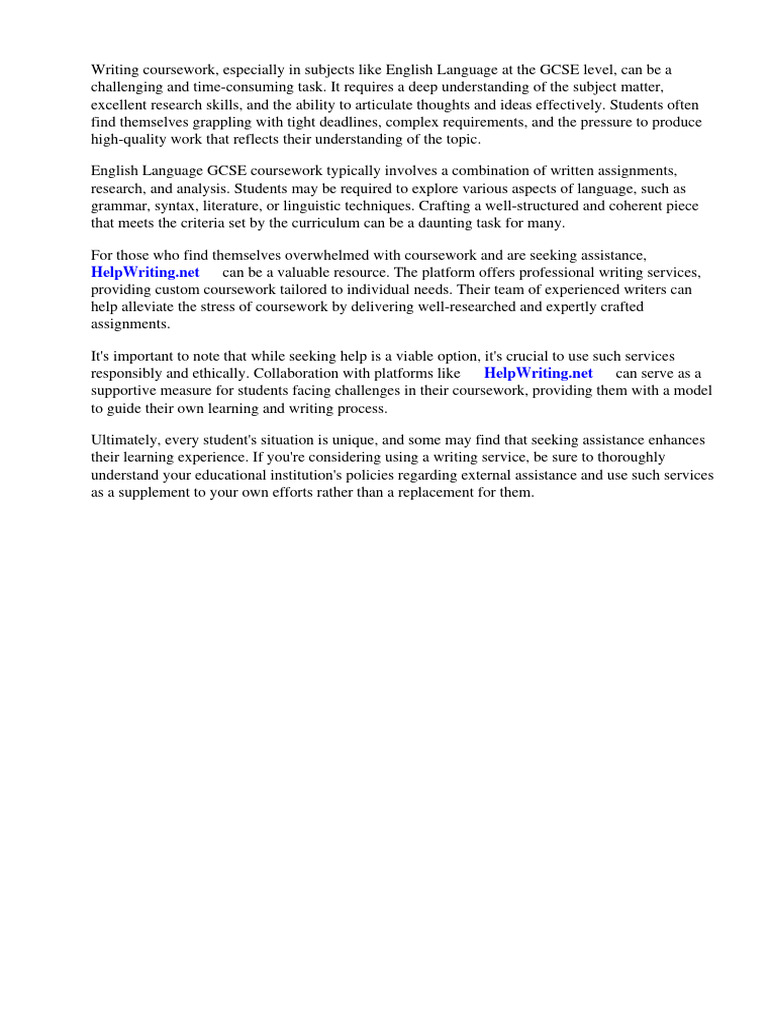 GCSE English Language Coursework Help | PDF | Essays | Thought