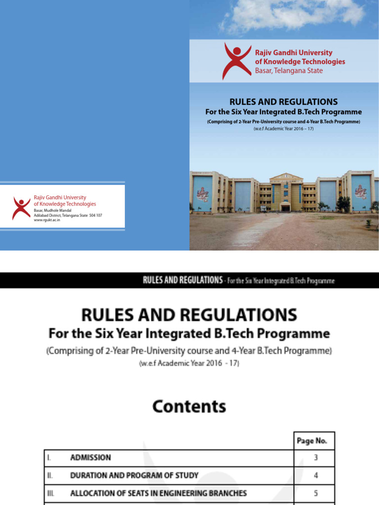 Academic Rules and Regulations For 6 Yr B.Tech Programe | Download Free ...