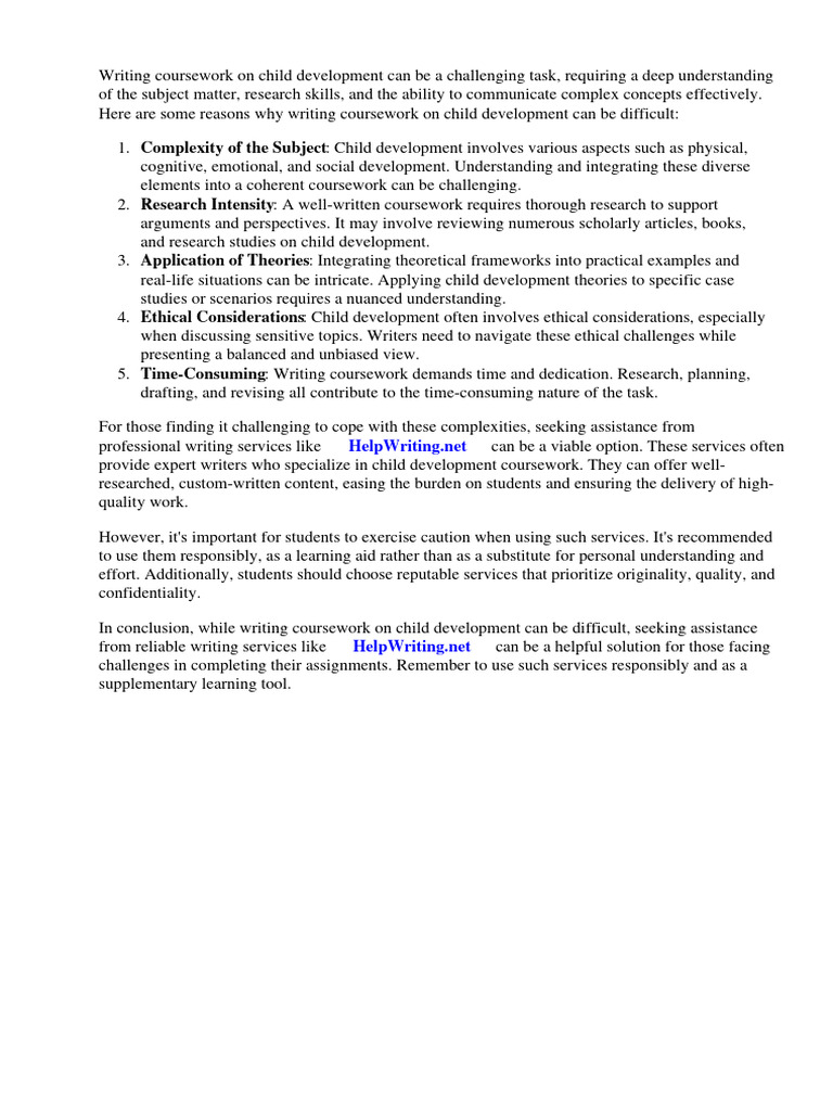 Help With Child Development Coursework | PDF | Child Development | Teachers