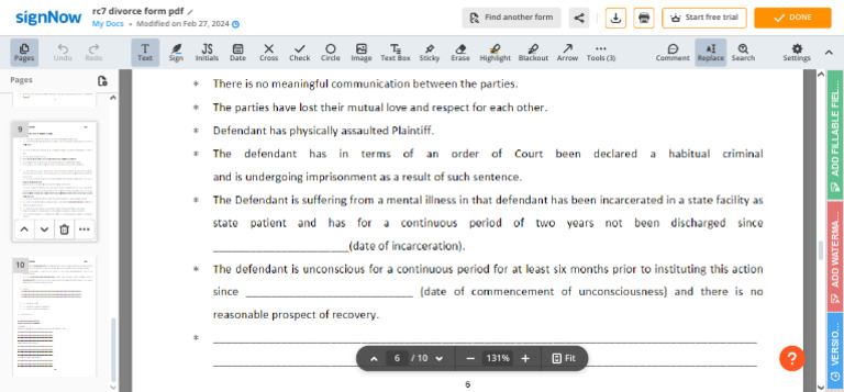 PDFfiller - Rc7 Divorce Form PDF | PDF