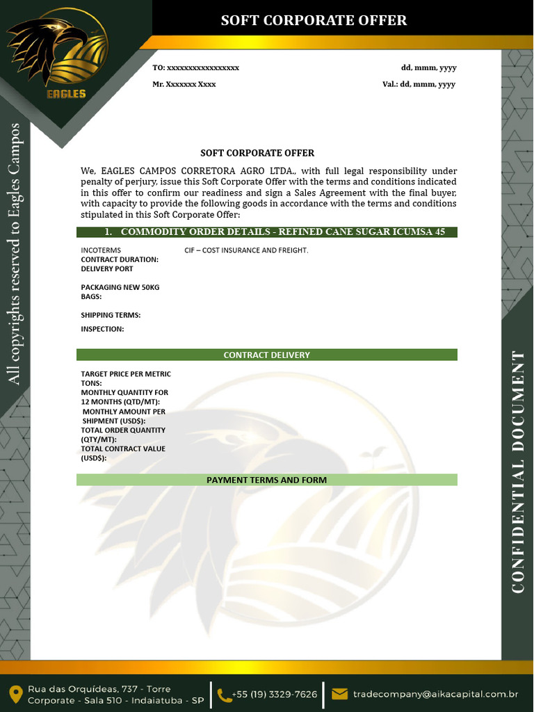 Commodity Order Details - Refined Cane Sugar Icumsa 45: Soft Corporate ...