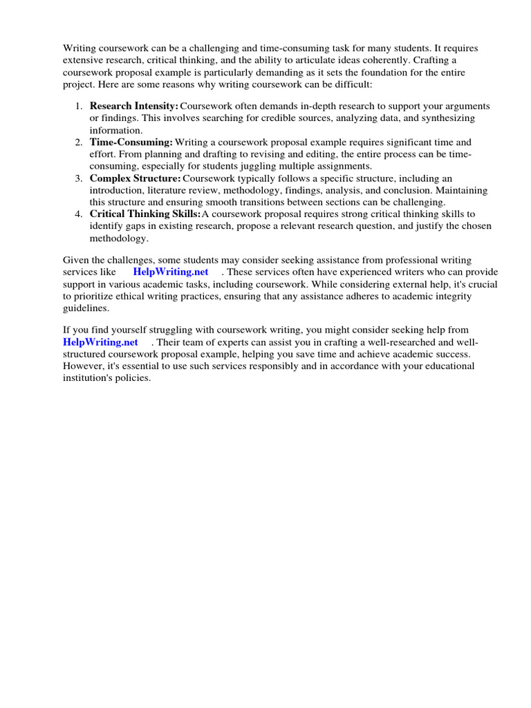 Coursework Proposal Example | Download Free PDF | Critical Thinking | Methodology