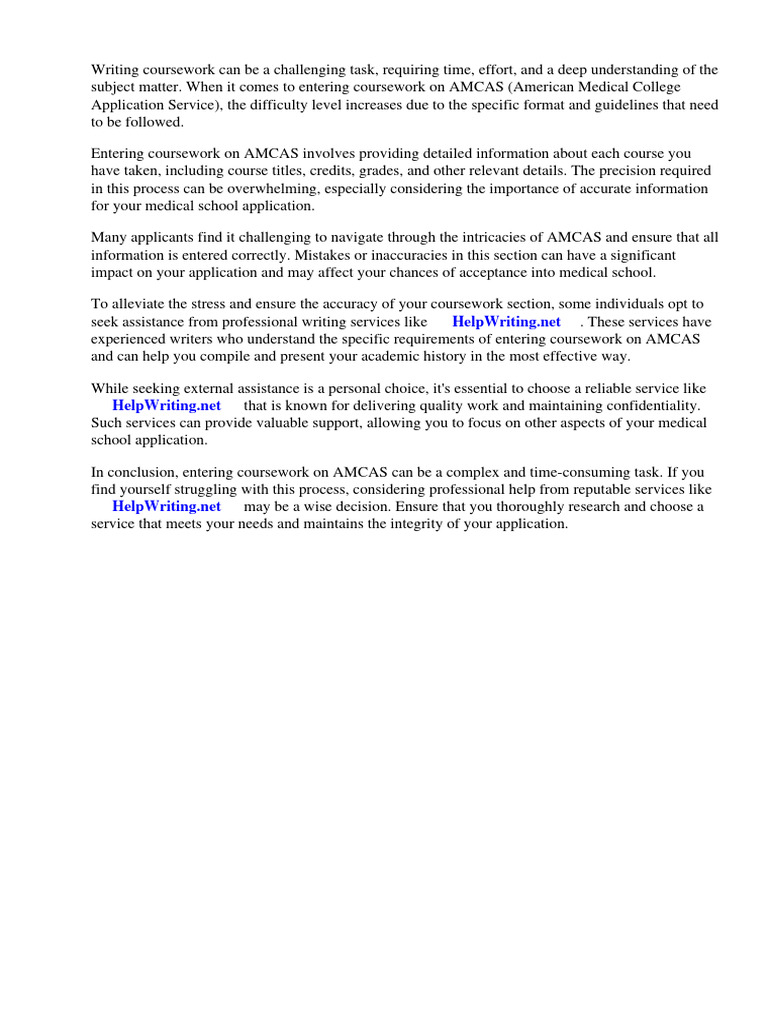 How To Enter Coursework On Amcas | PDF | Medical School | Medical ...