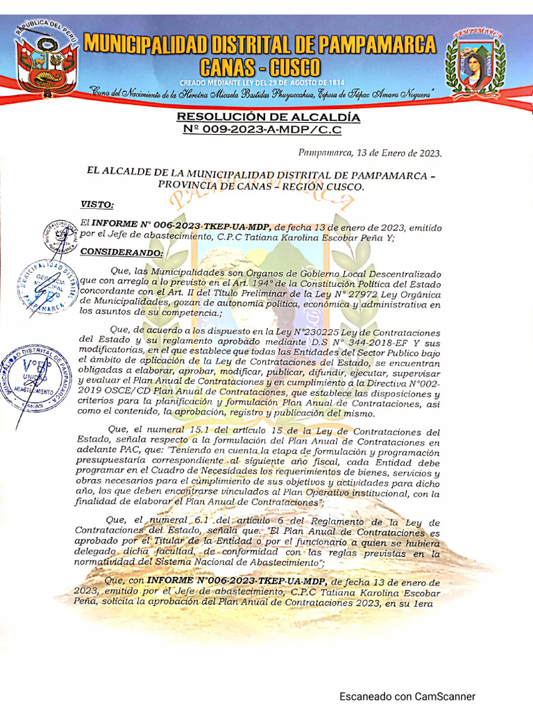 Resolucion de Aprobacion de PAC 2023 | PDF Resolucion de Aprobacion de PAC 2023 | PDF