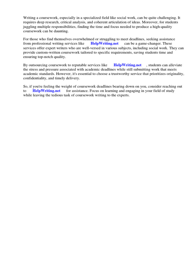 Expert Help for Social Work Coursework | PDF | Social Work | Bachelor's ...