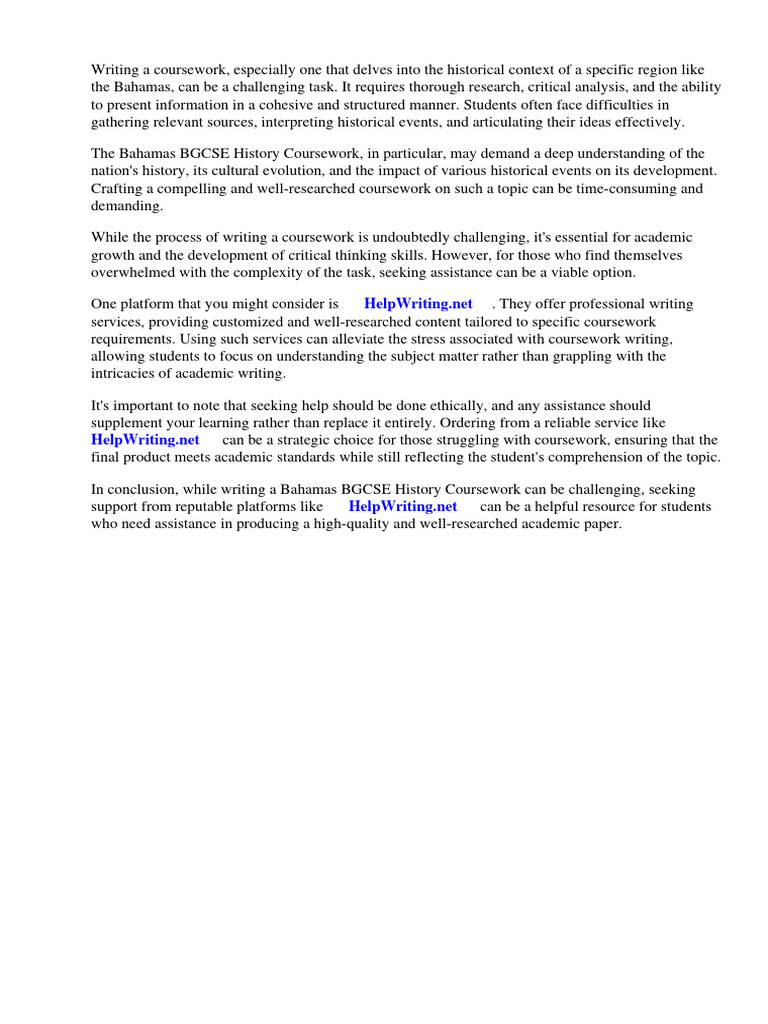 Bahamas Bgcse History Coursework | PDF | The Bahamas | Critical Thinking