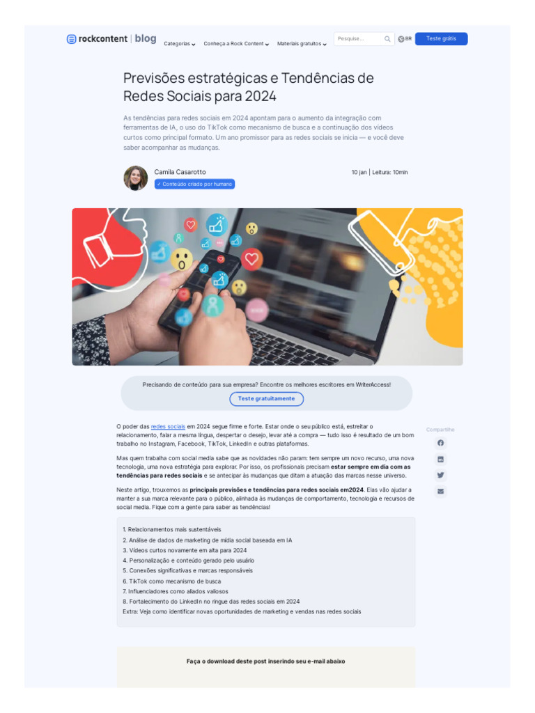 Tendencias para Redes Sociais | PDF | Redes sociais | Cultura Popular e Estudos de Mídia